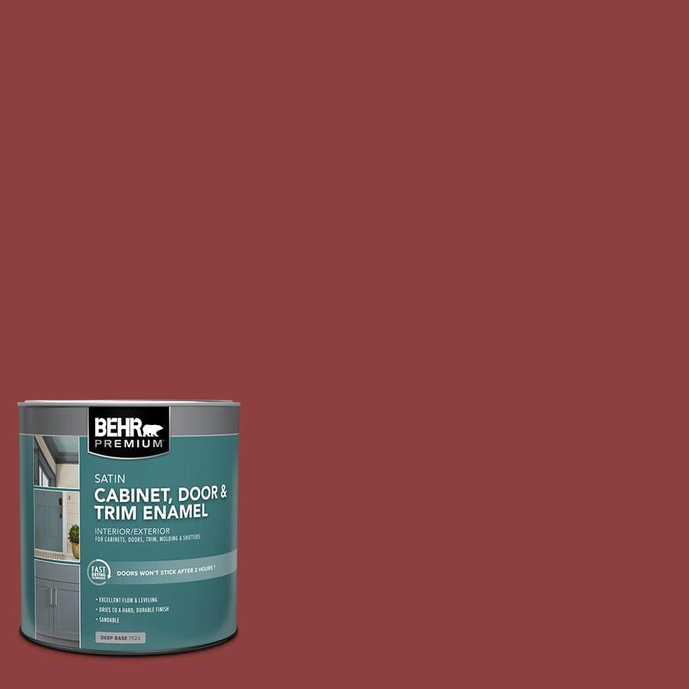 BEHR PREMIUM 1 qt. #BXC-27 Carriage Red Satin Enamel Interior/Exterior ...
