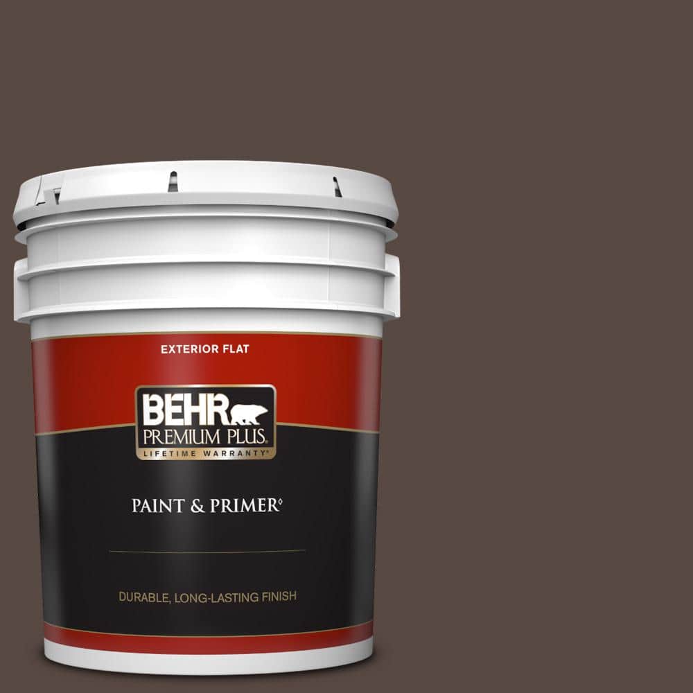 BEHR PREMIUM PLUS 5 gal. #780B-7 Bison Brown Flat Exterior Paint ...
