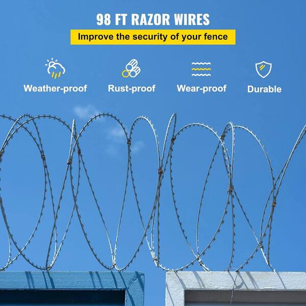 AOPSPS Razor Wires, 98 ft. Razor Barbed Wire, Razor Ribbon Barbed Wire ...