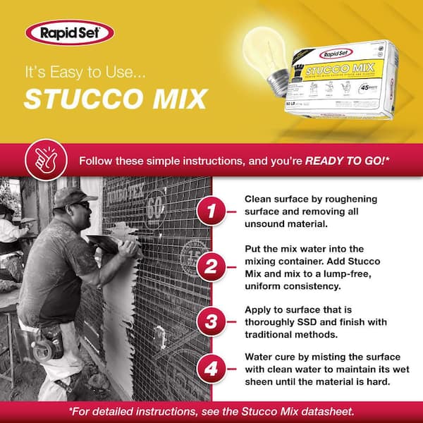 Rapid Set 50 lbs. Stucco Mix 13010050 - The Home Depot
