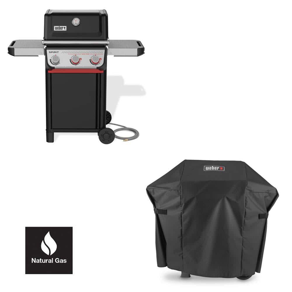 Weber Spirit E-325 3-Burner Natural Gas Grill in Black with Sear Zone ...
