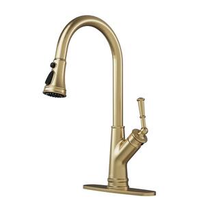 PROOX Single-Handle Deck Mount Spring Pull-Down Sprayer Kitchen Faucet ...