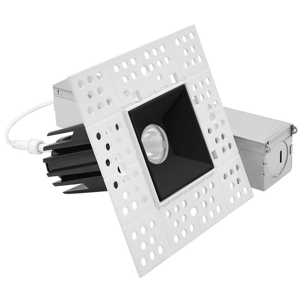 LUXRITE 1 in. Integrated LED Recessed Light Trimless with J-Box Black ...