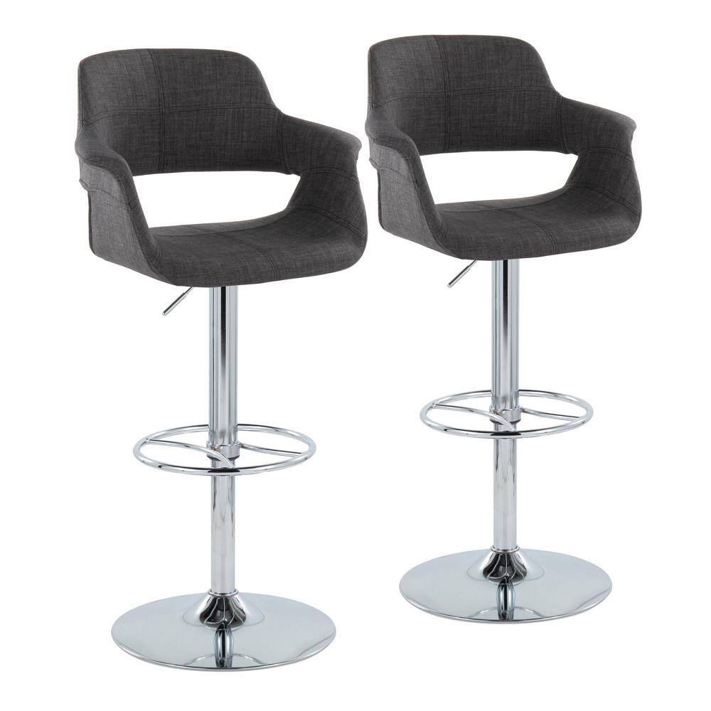 Lumisource Vintage Flair 47 in. Charcoal Fabric and Chrome Metal High ...