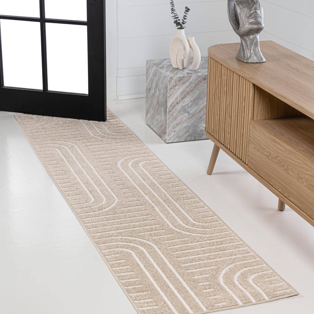 JONATHAN Y Anders High-Low MidCentury Modern Arch Stripe 2-Tone Beige ...