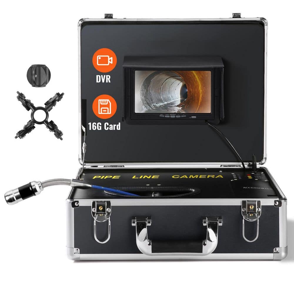 VEVOR Sewer Camera 7 in. Screen Pipeline Inspection Camera 165 ft. with ...