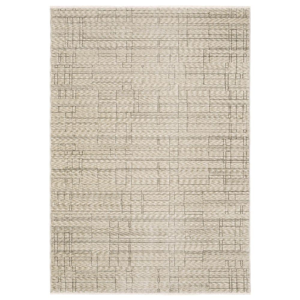 AVERLEY HOME Cage Beige/Brown Doormat 3 ft. x 5 ft. Geometric ...