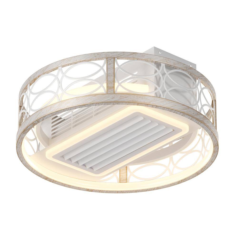 OLUZO 20 in. indoor Bladeless White Ceiling Fan with Light, Removable ...