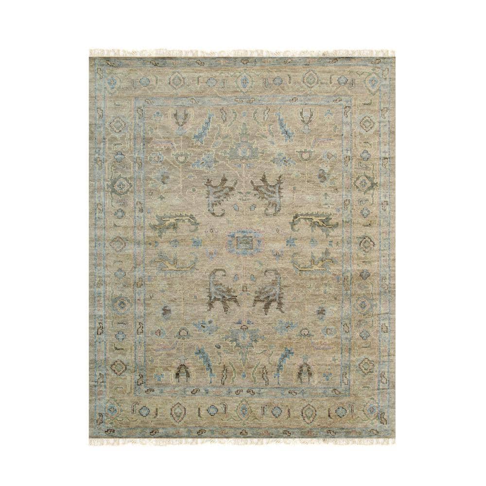 EORC Brown 12 ft. x 15 ft. Hand Knotted Wool Classic Oushak Rug Area ...