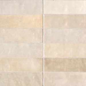 Bedrosians Sample-Cloe Glossy Creme 5 in. x 5 in. Ceramic Wall Subway ...