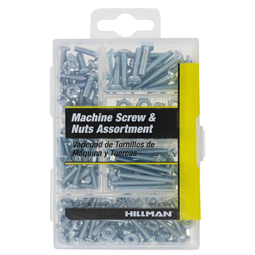 Hillman Zinc Machine Screw and Nut Assorted Kit (200-Pack) 130205 - The ...