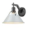Golden Lighting Orwell 10 in. 1-Light Matte Black and Dusky Blue Wall ...