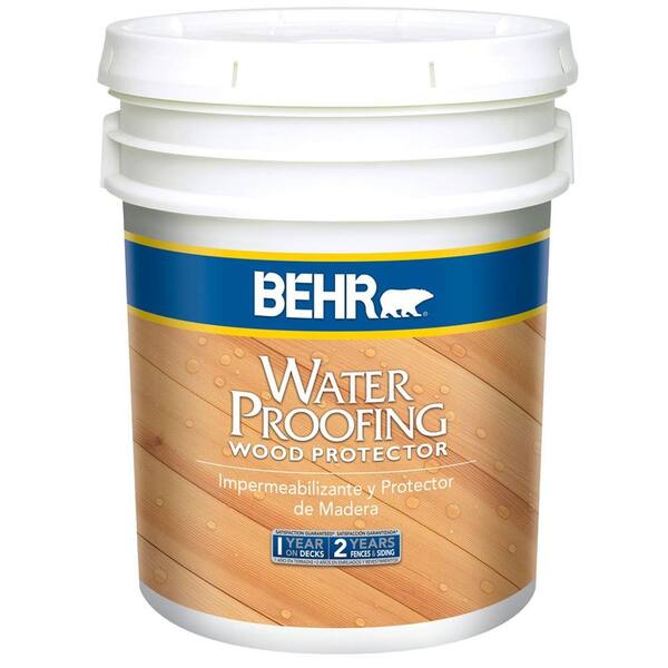 BEHR 5 gal. Natural Clear Waterproofing Exterior Wood Protector 30005 ...