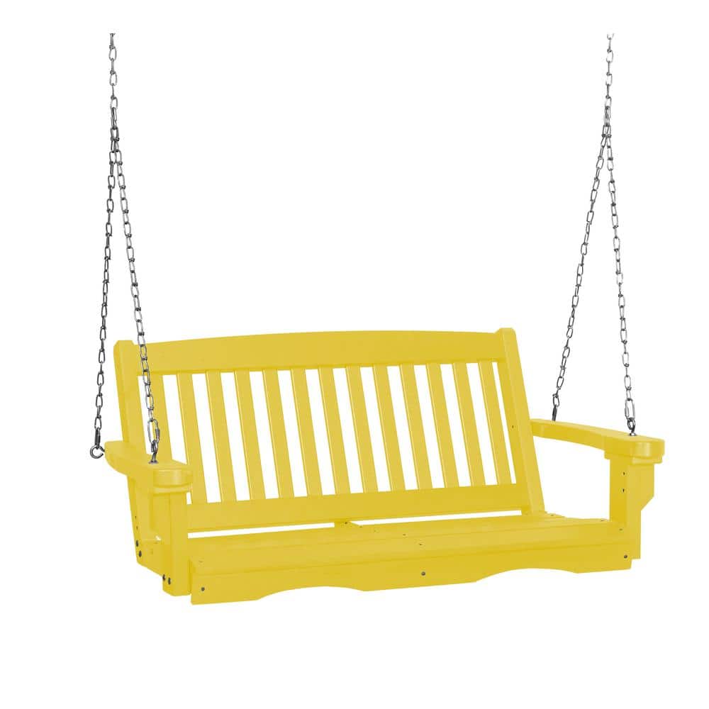 WILDRIDGE Classic 2-Person Lemon Yellow Plastic Mission Porch Swing LCC ...