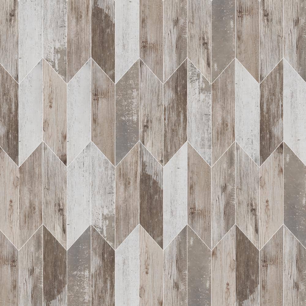 Florida Tile Home Collection Painted Wood Beige Chevron 6 in. x 24 in ...