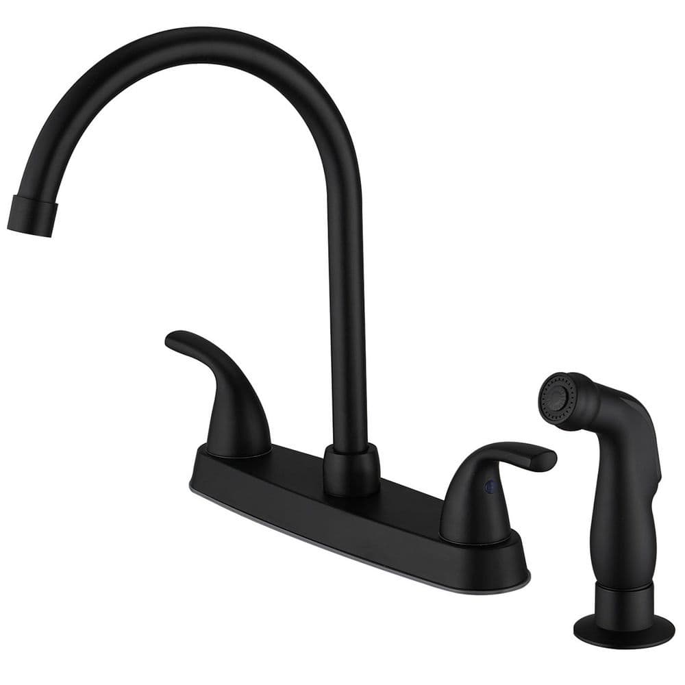 PERLIRIA INC Double Handle Deck Mount Standard Kitchen Faucet 4 Hole ...