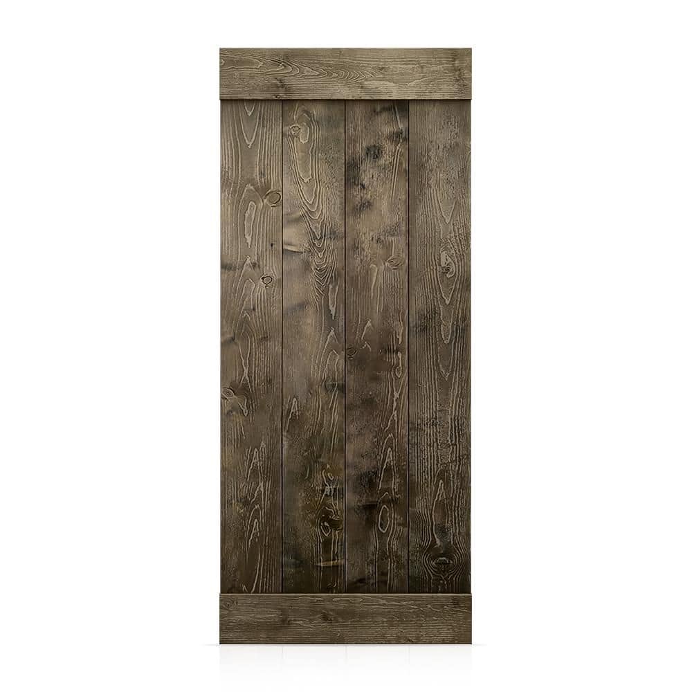 CALHOME 28 in. x 72 in. Espresso Solid Pine Wood Bathroom Stall ...