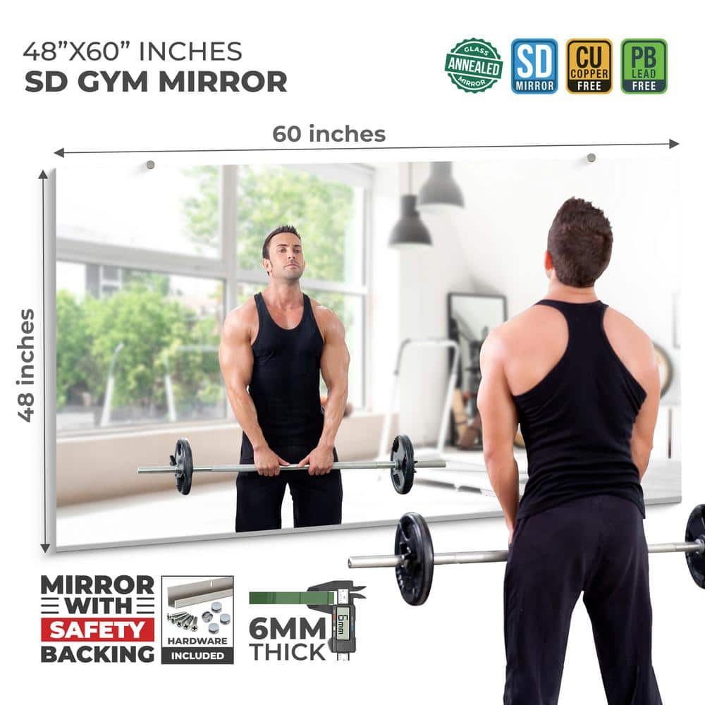 Fab Glass and Mirror Large Fitness Center Mirror 1/4 in. Thick, Safety ...