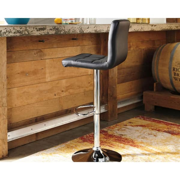 Signature DESIGN BY ASHLEY Bellatier Black Faux Leather Adjustable Bar ...