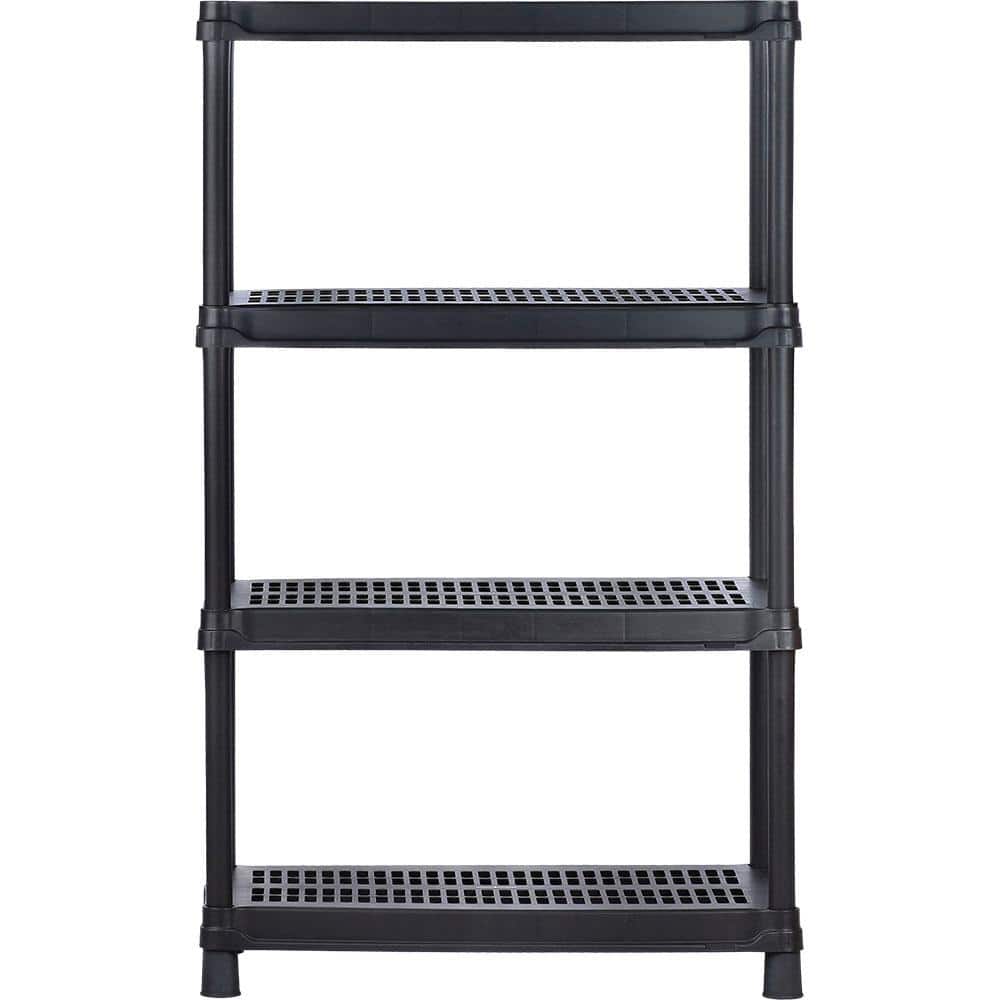 Rimax Black 4-Tier Plastic Garage Storage Shelving Unit (36 in. W x 58 ...