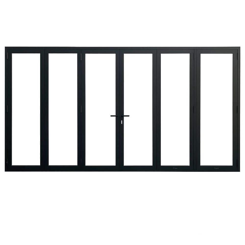 TEZA DOORS Teza 95-Series 216 in. x 80 in. Matte Black 3-Left 3-Right ...