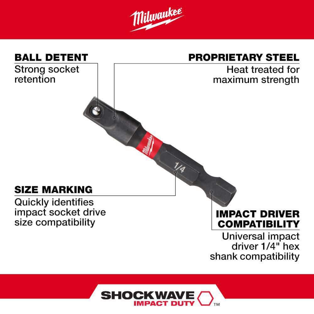 Buy SHOCKWAVE Impact Duty 1/4 in. x 1/4 in. Alloy Steel Square Socket ...