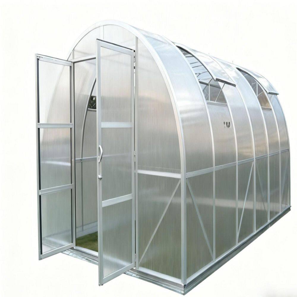 6 ft. x 8 ft. Walk-in Curved Shape Aluminum Greenhouse for Outdoor ...