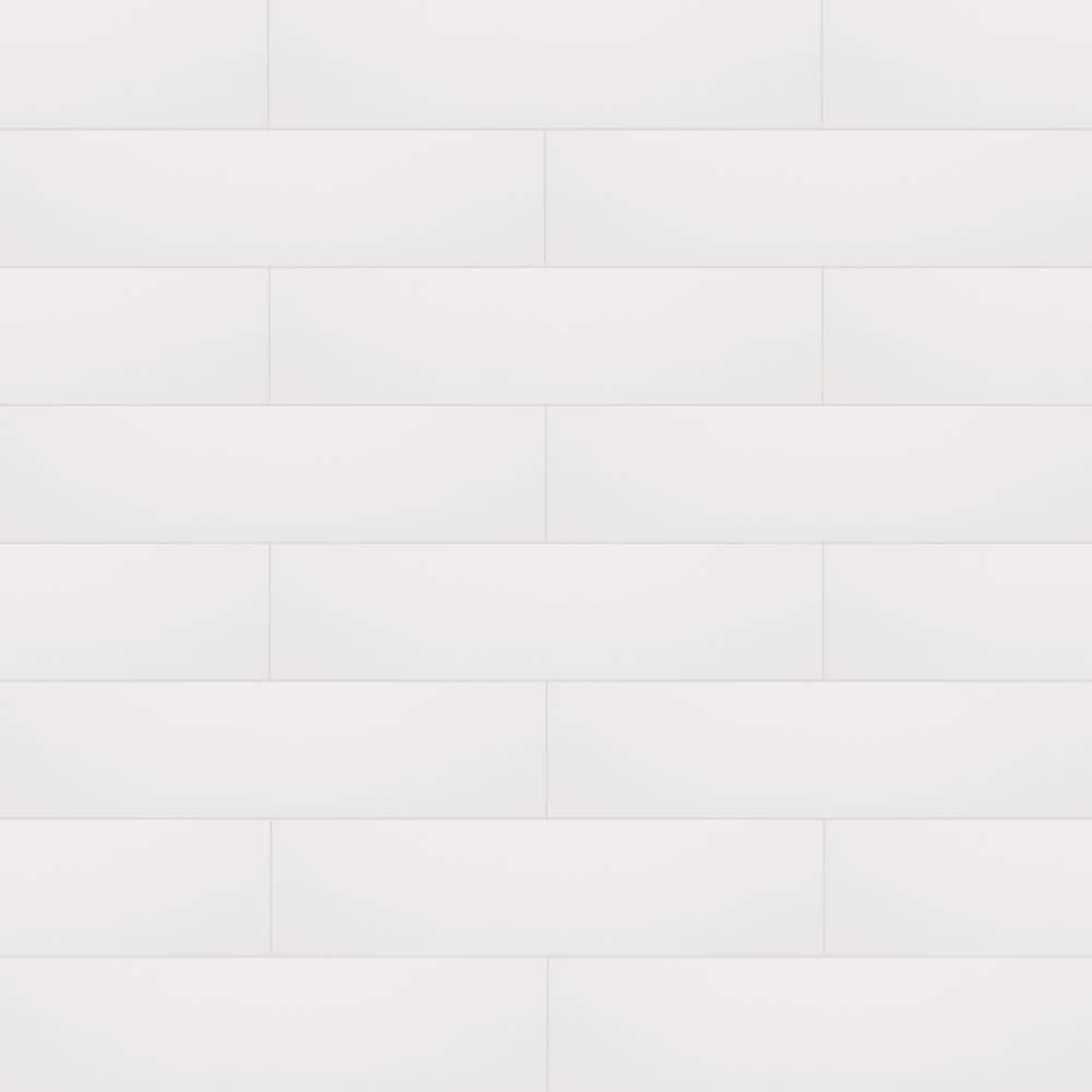 Streamline Arctic White Matte 4 in. x 16 in. Ceramic Wall Tile (10.39 ...