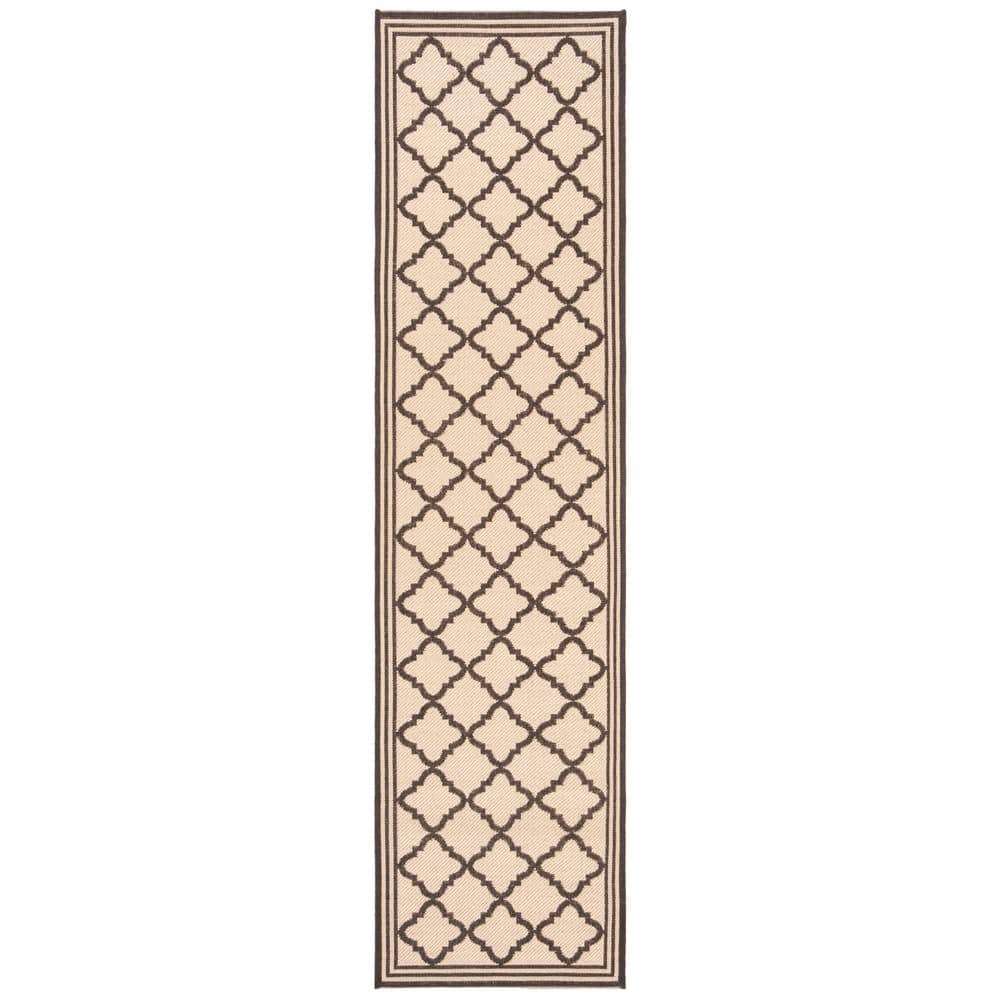 SAFAVIEH Beach House Cream/Brown 2 ft. x 6 ft. Border Trellis Indoor ...
