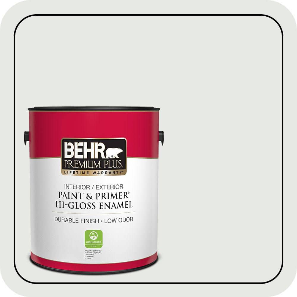 BEHR PREMIUM PLUS 1 gal. #PPL-55 Coastal Fog Hi-Gloss Enamel Interior ...