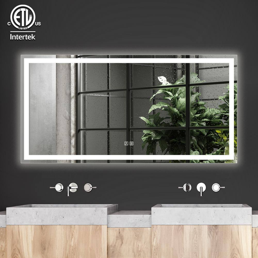 HOMLUX 48 in. W x 24 in. H Rectangular Frameless LED Light with 3-Color ...
