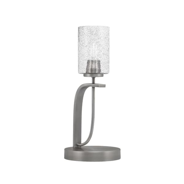Olympia 16.75 in. Graphite Piano Desk Lamp with Smoke Bubble Glass ...