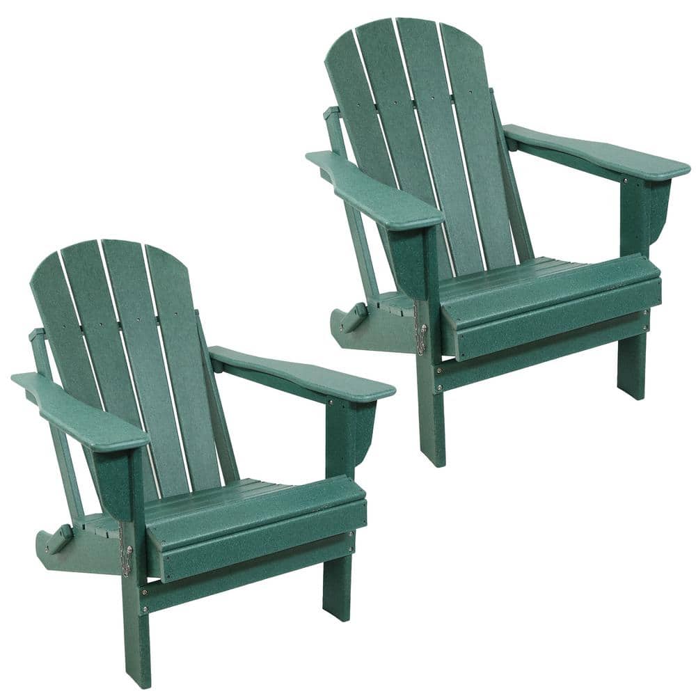 Sunnydaze Foldable Adirondack Chair - Set of 2 - Green FAP-583-2 - The ...