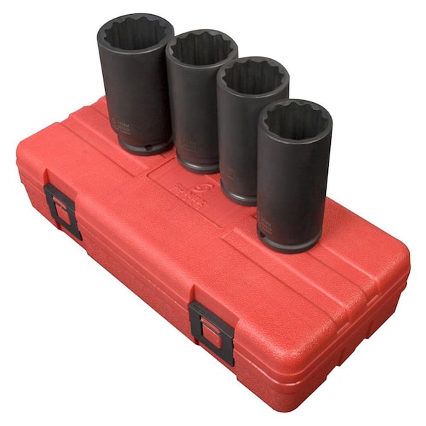 SUNEX TOOLS 1/2 in. Drive 12 -Point Spindle Nut Socket Set(4-Piece ...