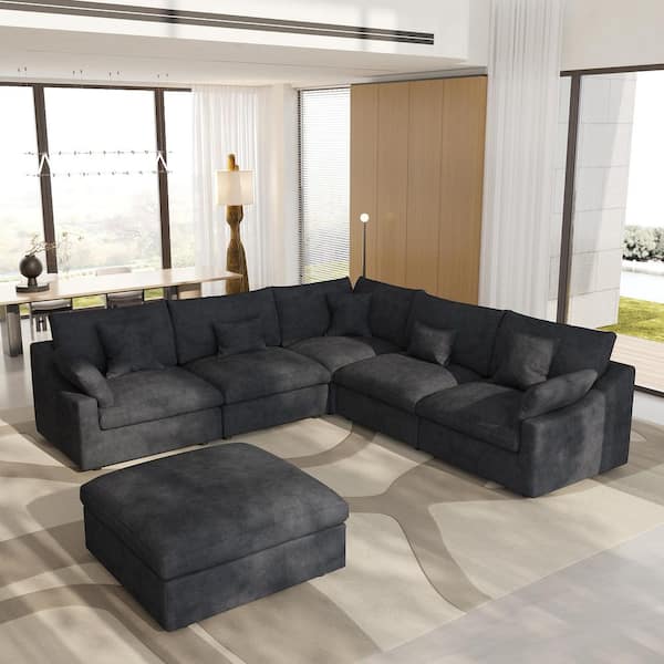 Reviews for J&E Home 119.2 in. Slope Arm 6-piece Linen Deep Seat ...