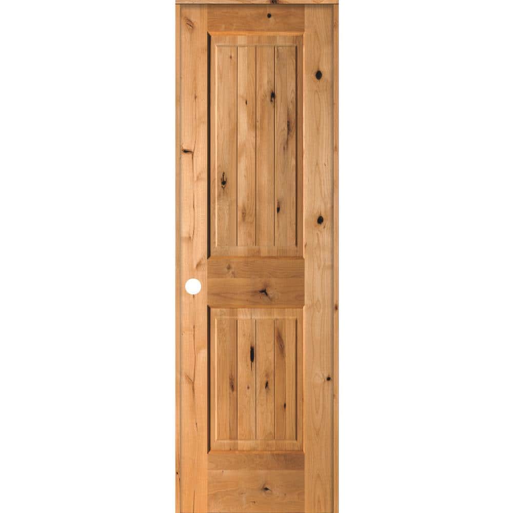 Krosswood Doors 24 in. x 80 in. Knotty Alder 2 Panel Right-Hand Square ...