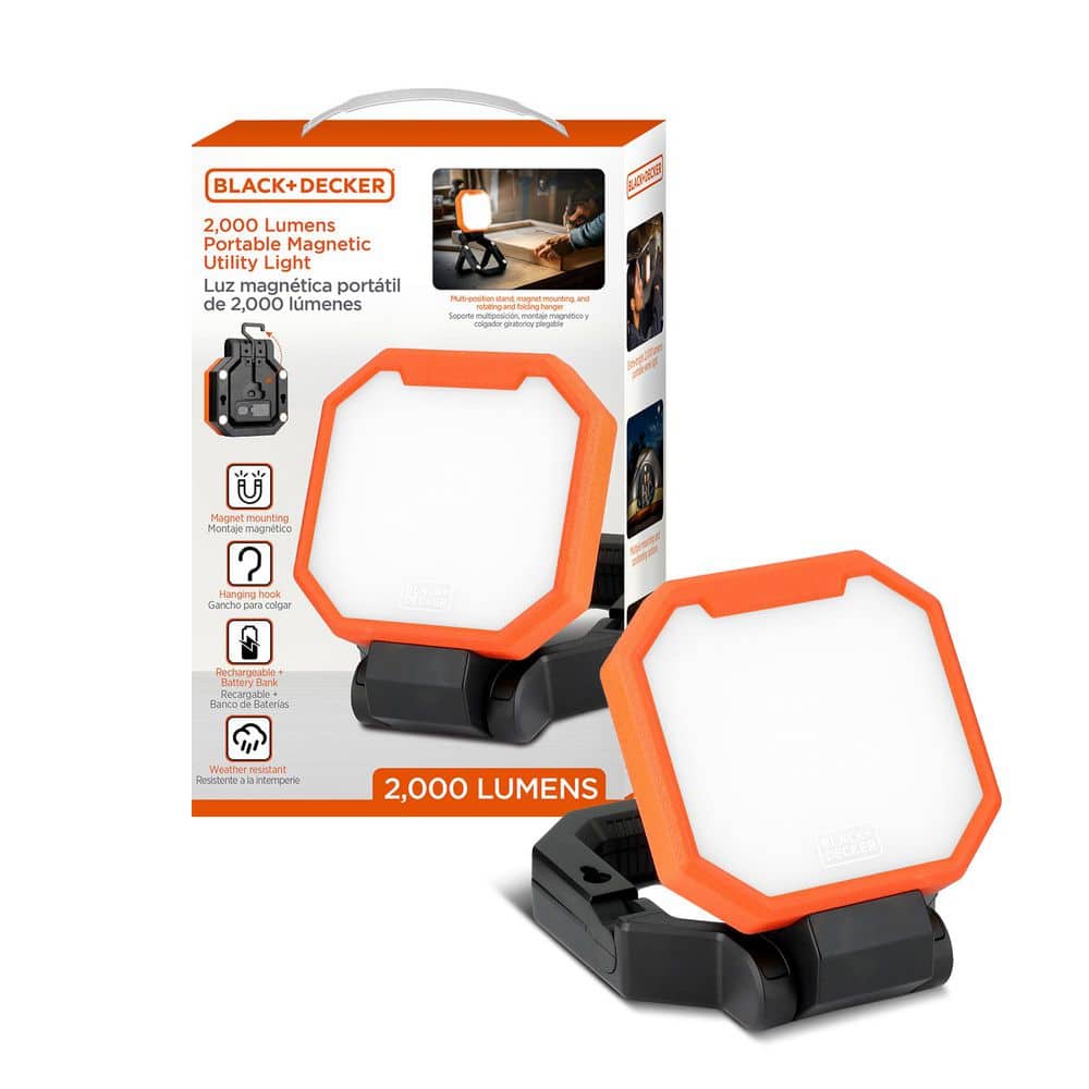 BLACK+DECKER 2000 Lumens Portable Magnetic Utility Light with Hanging ...