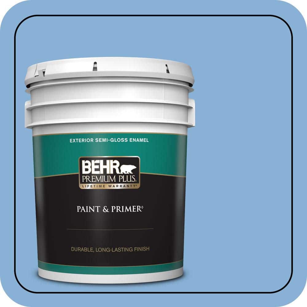BEHR PREMIUM PLUS 5 gal. #PPU15-12 Bluebird Semi-Gloss Enamel Exterior ...
