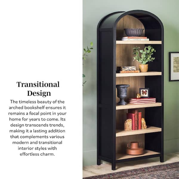 Walker Edison Furniture Company Arched 76 in. Tall Black Wood 5-Shelf ...