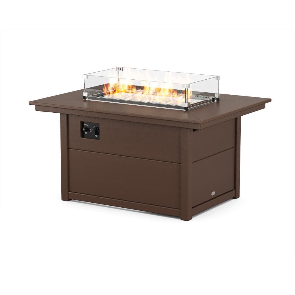 POLYWOOD Mahogany Rectangle 34 in. x 46 in. HDPE Plastic Outdoor Fire ...