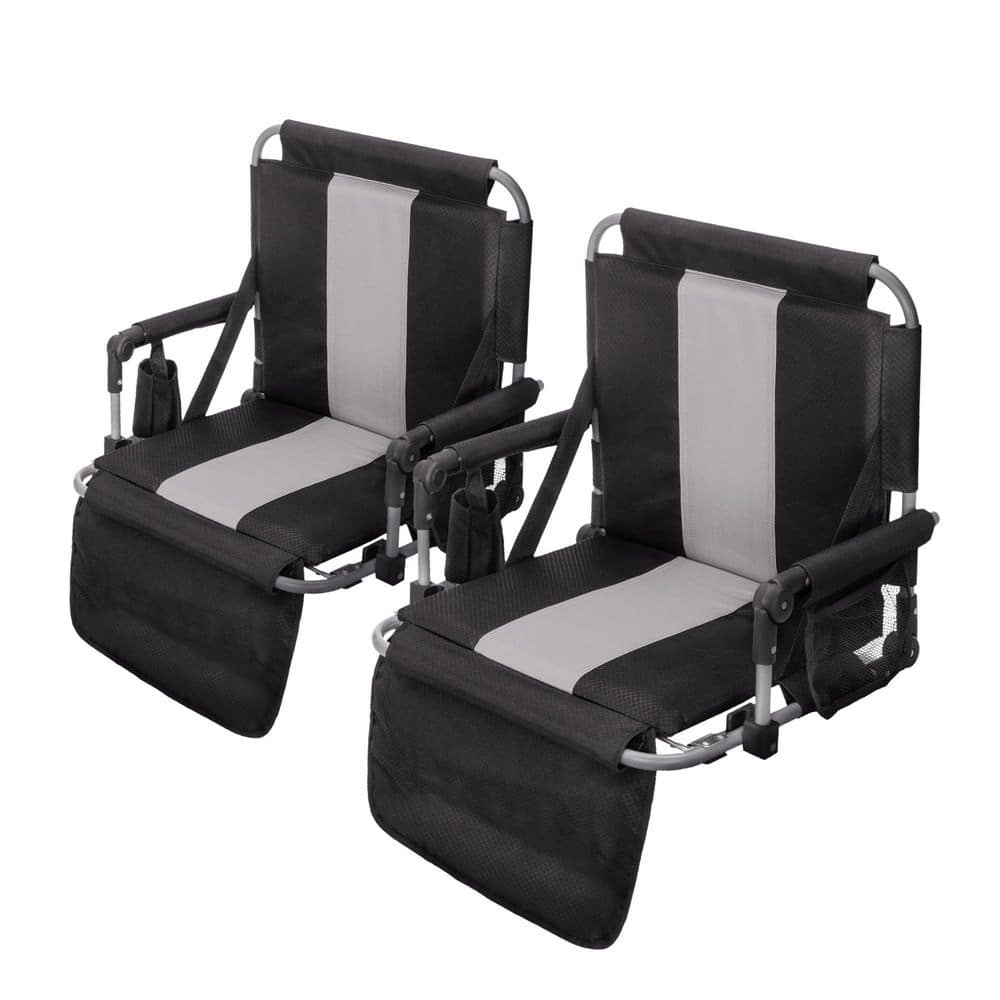 Green Folding Stadium Chair with Armrest, Back Support, Cup Holder ...