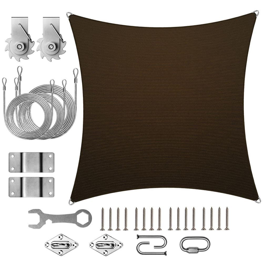 Pro Ring 18 ft. x 18 ft. Square Sun Shade Sail with Hardware TAWAL ...