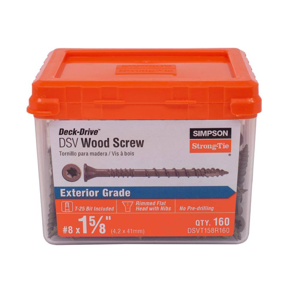 Simpson Strong-Tie #8 x 1-5/8-in T25, Flat Head, Deck-Drive DSV Wood Screw, Quik Guard, Tan (160 ...