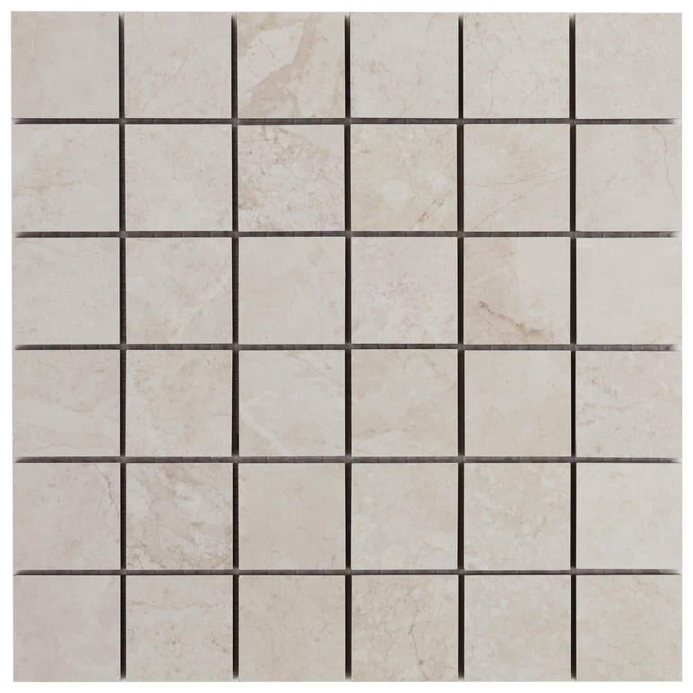 Ivy Hill Tile Areno Bone Beige 4 in. x 0.35 in. Matte Porcelain Mosaic ...