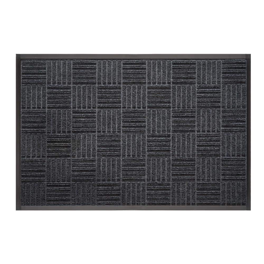 Wellco 31.5 in. x 47 in. Checkered Dark Grey Rubber Commercial Door Mat ...