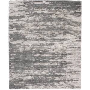 Nourison Luxurious Shag Charcoal Grey 5 ft. x 7 ft. Abstract ...
