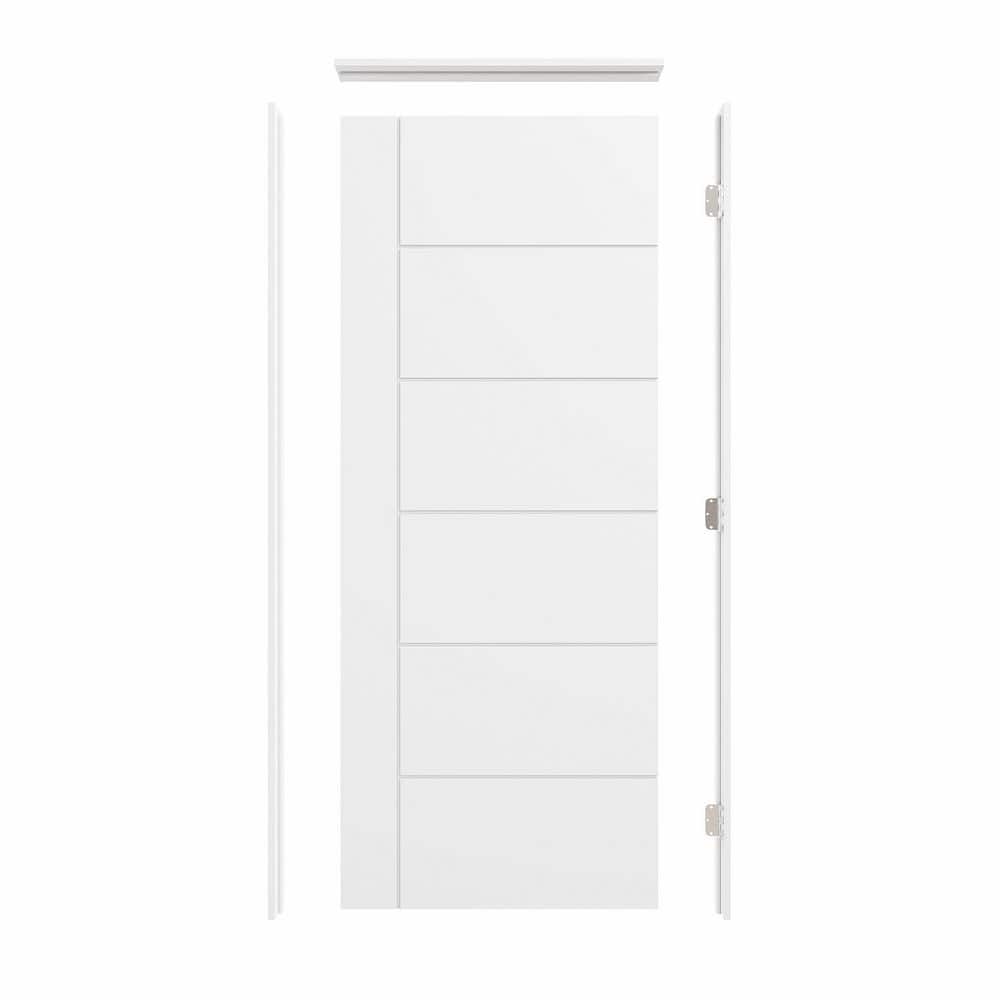 ARK DESIGN 32 in. x 80 in. 6-Panel Flush Left-Handed Painted Solid Core ...