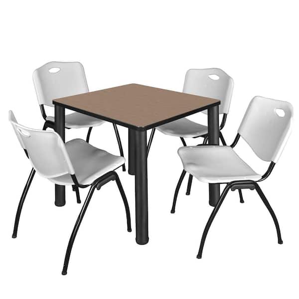 Regency Kee 30 in Noble Oak Square Breakroom Table Desk and 4 'M' Stack ...