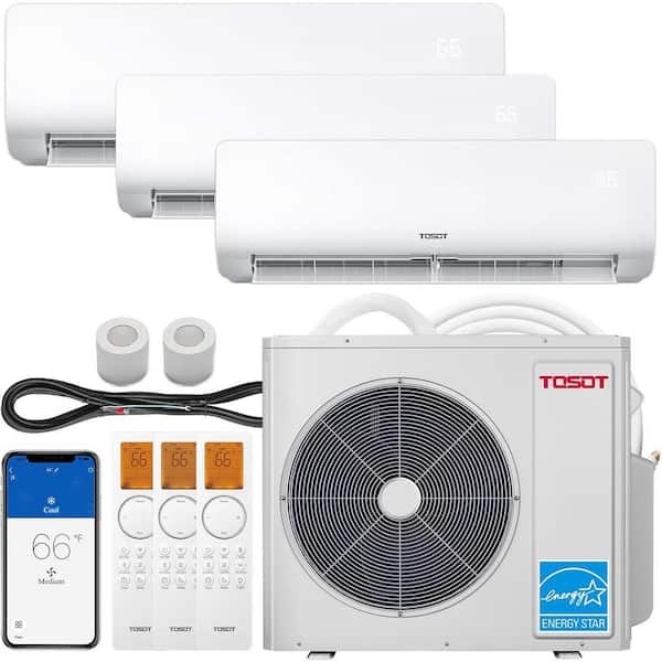 Tosot 36,000 BTU Tri-Zone Mini Split AC/ Heat Pump 21 SEER2 230-Volt ...