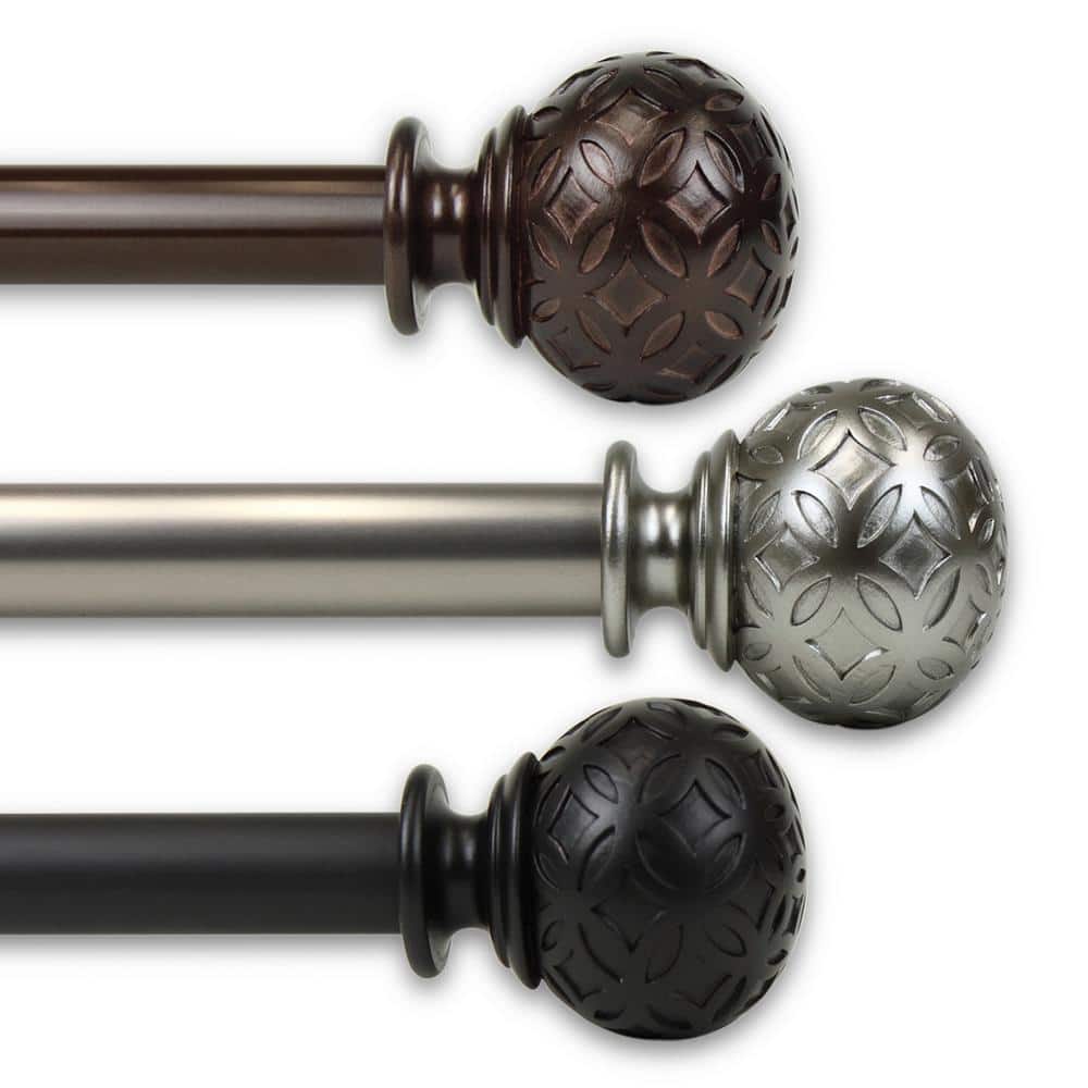 Rod Desyne Plaid 1 in. Single Curtain Rod 120 in. to 170 in. in Bronze ...